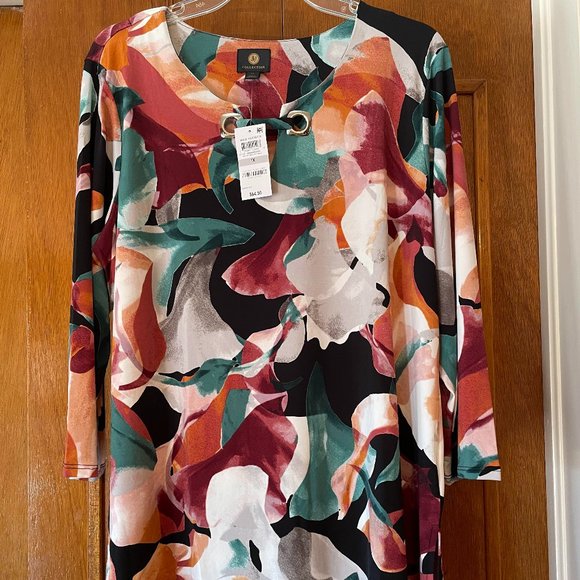 JM Collection | Tops | Jm Collection Womens Wild Flower Floating Petals ...